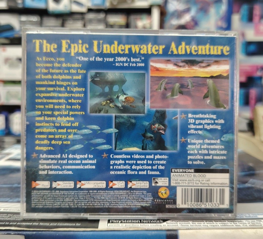 Sega Dreamcast Ecco The Dolphin Defender of The Future, Video Gaming ...