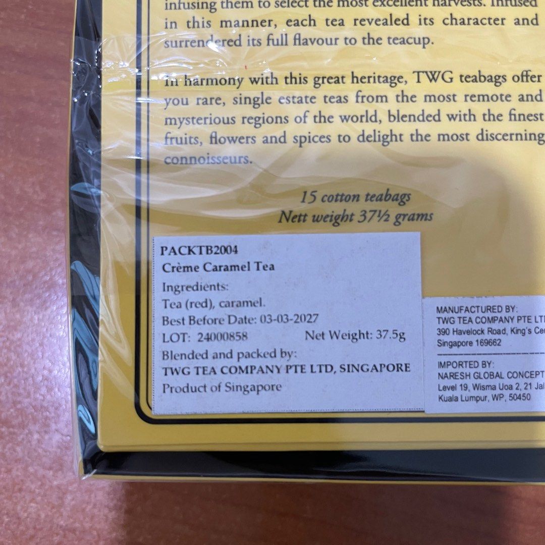 TWG Tea English Breakfast & Creme Caramel Tea, Health & Nutrition ...