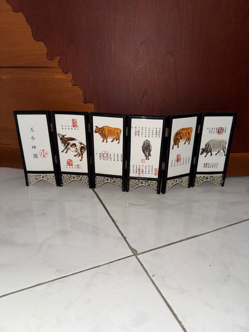 Vintage Chinese Miniature Ceramic Table Screen / Room Divider With ...