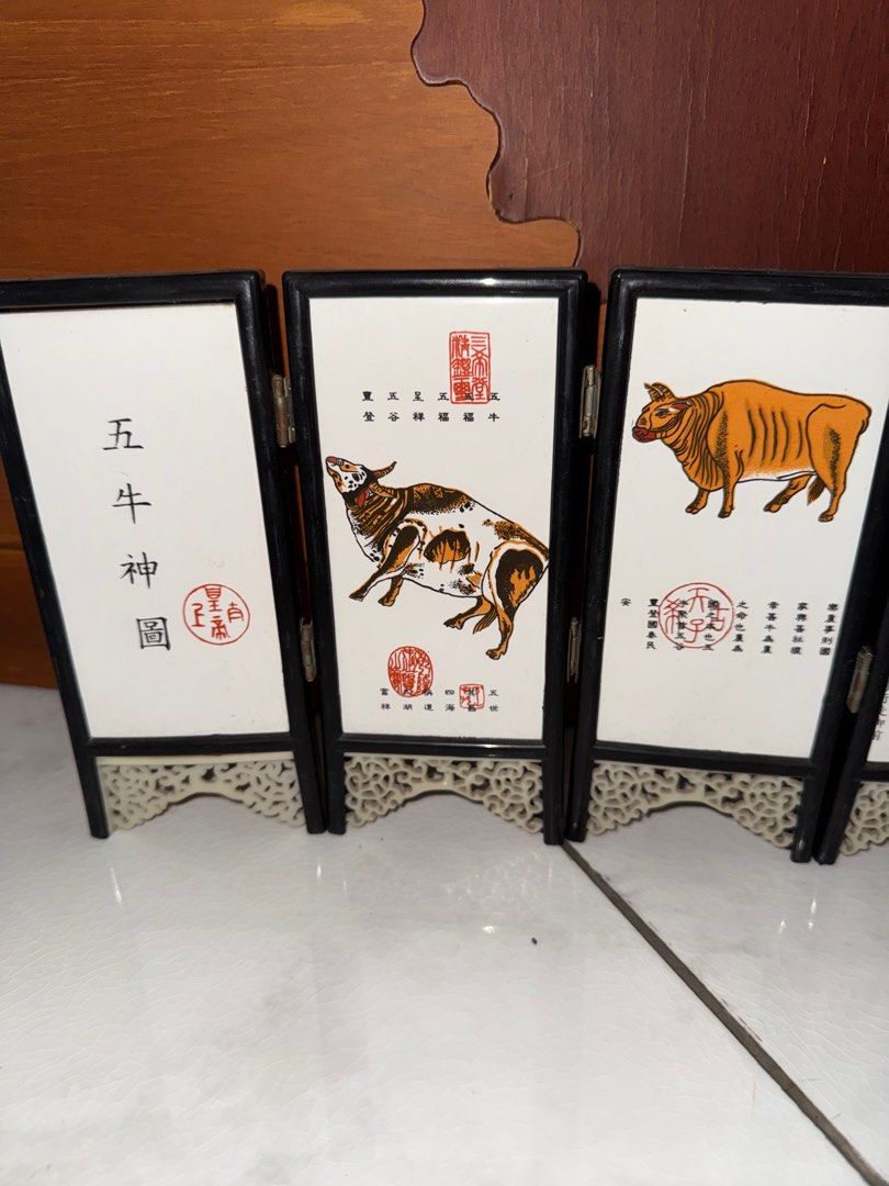 Vintage Chinese Miniature Ceramic Table Screen / Room Divider With ...