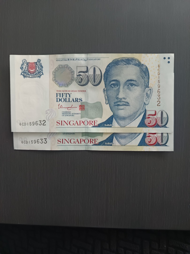 $50 SGD bank notes (running numbers), Hobbies & Toys, Memorabilia ...