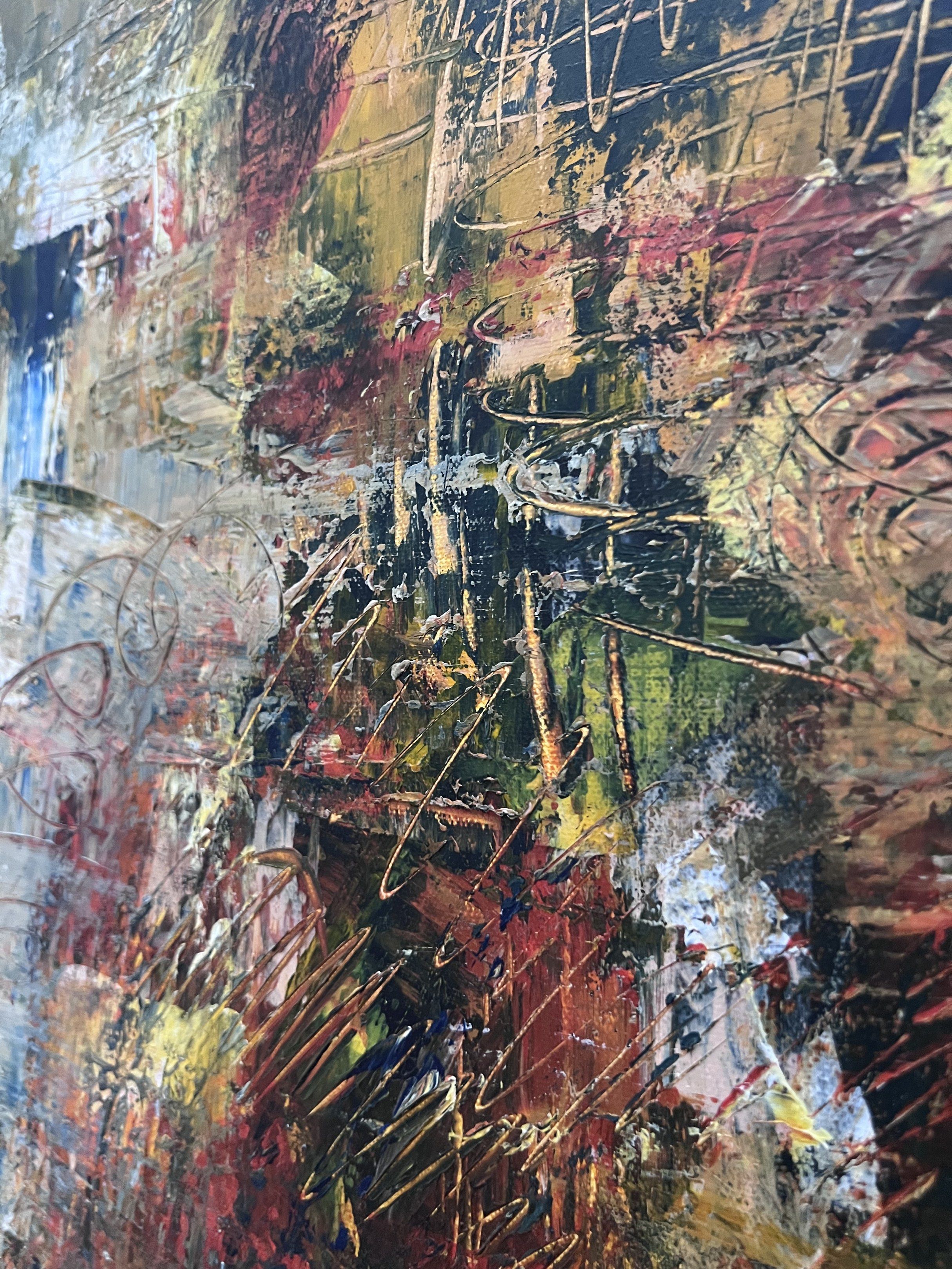 Abstract Painting in Black Frame, Hobbies & Toys, Art & Prints on Carousell