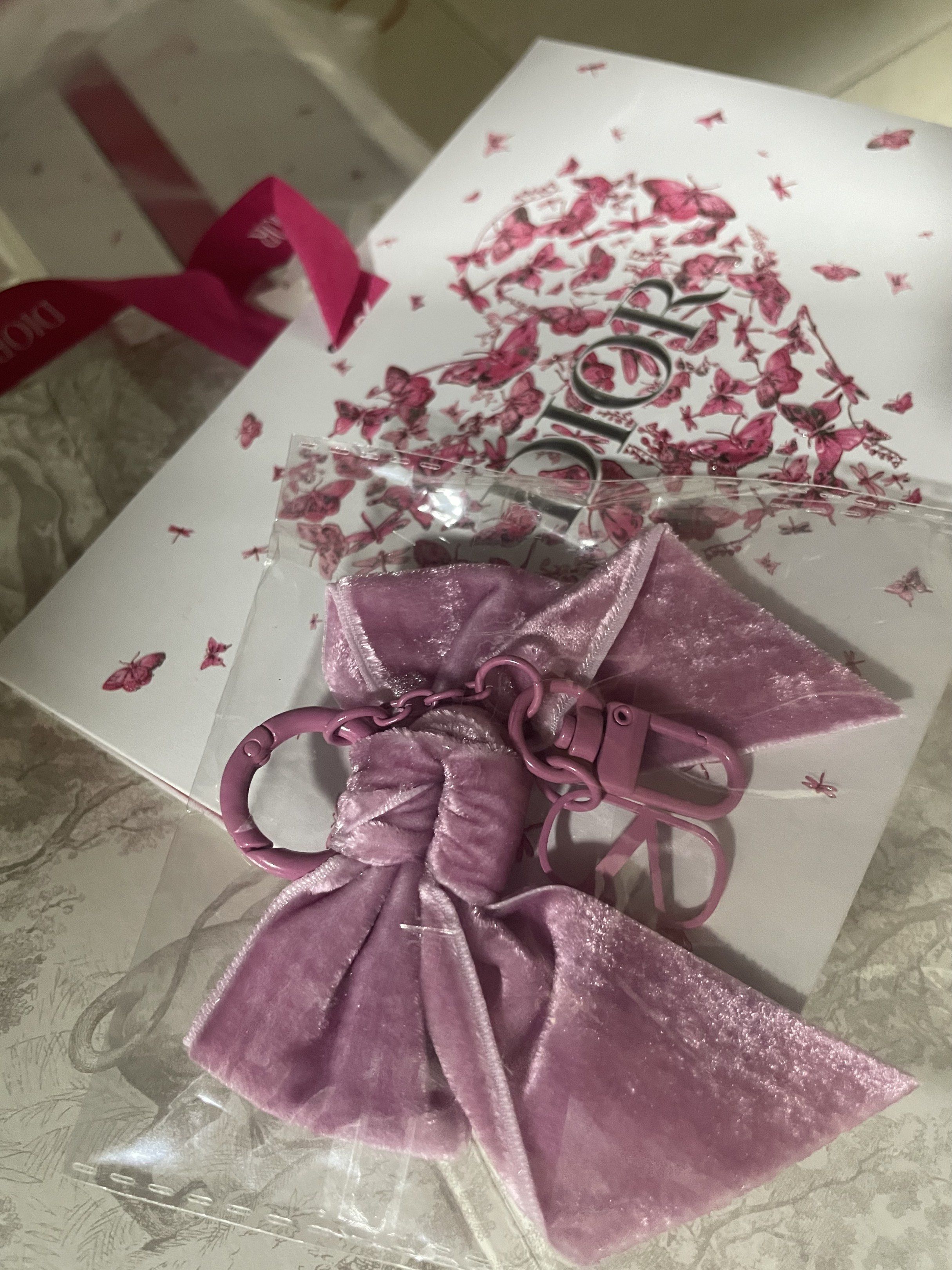 Authentic Valentino beauty gwp bag charm Pink Velvet Keychain, Hobbies ...