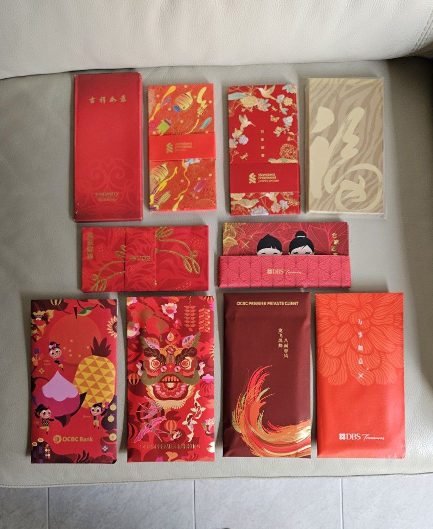 CNY red packets (10 packs) from banks with different designs, Hobbies ...