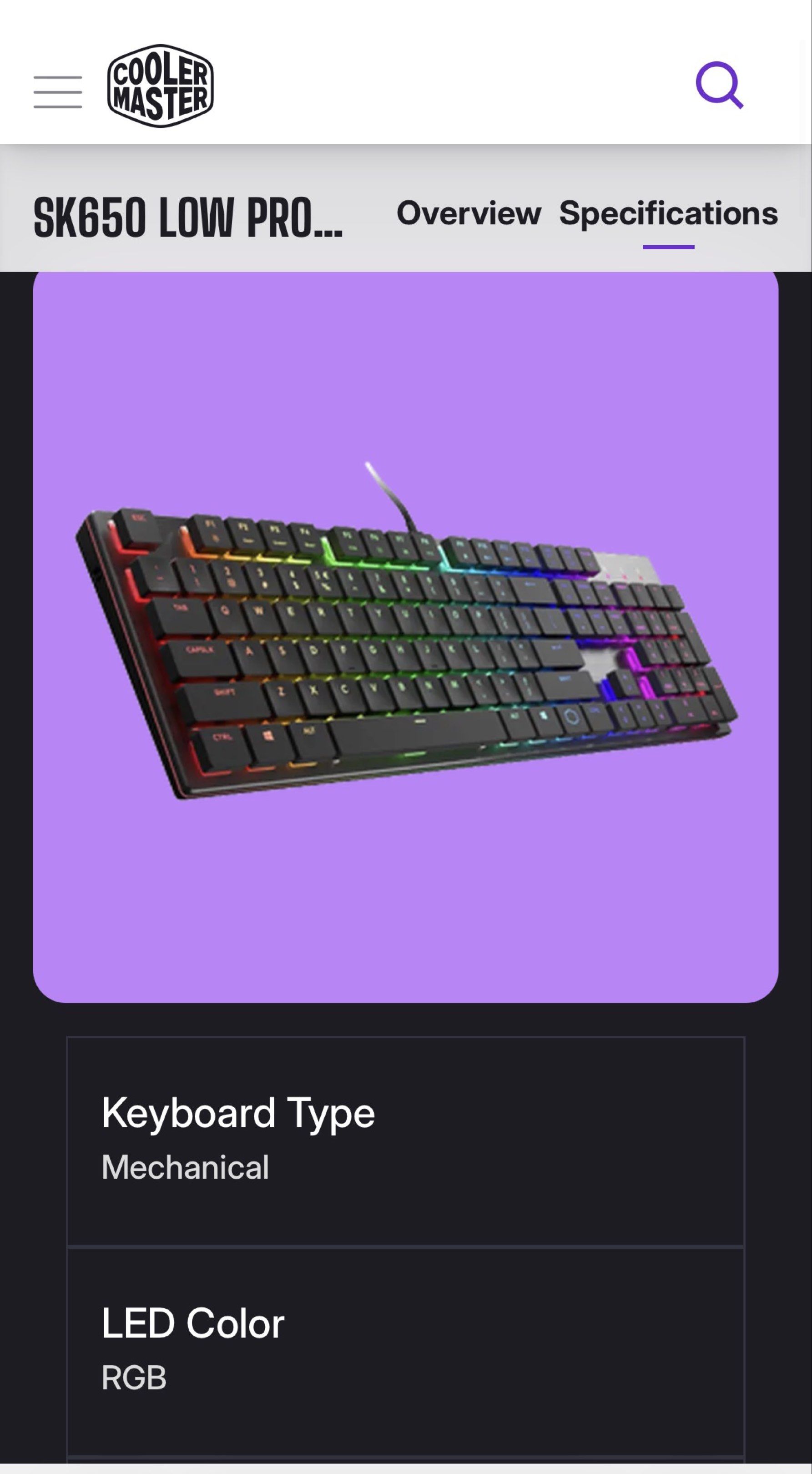 Cooler Master SK650 Low Profile Mechanical Keyboard, Computers & Tech ...