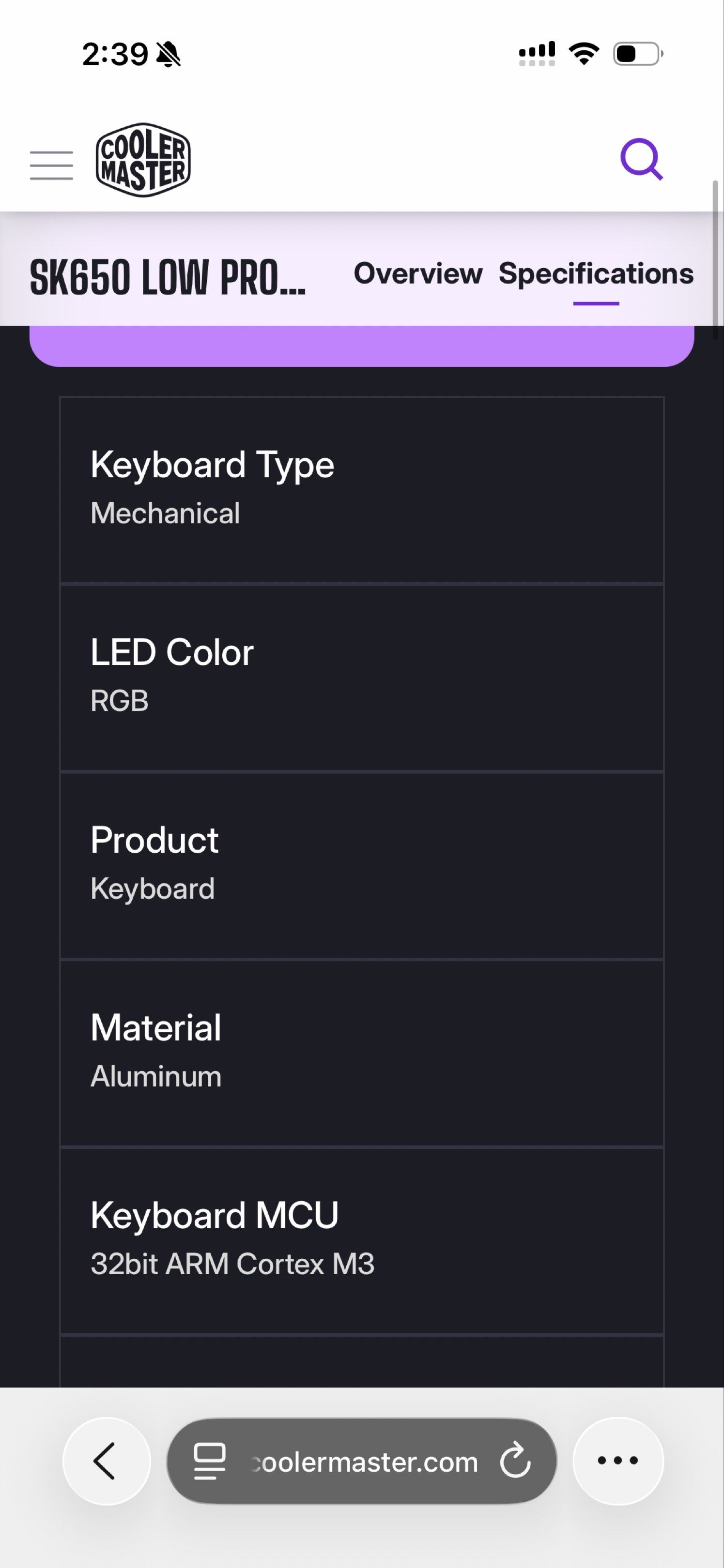 Cooler Master SK650 Low Profile Mechanical Keyboard, Computers & Tech ...