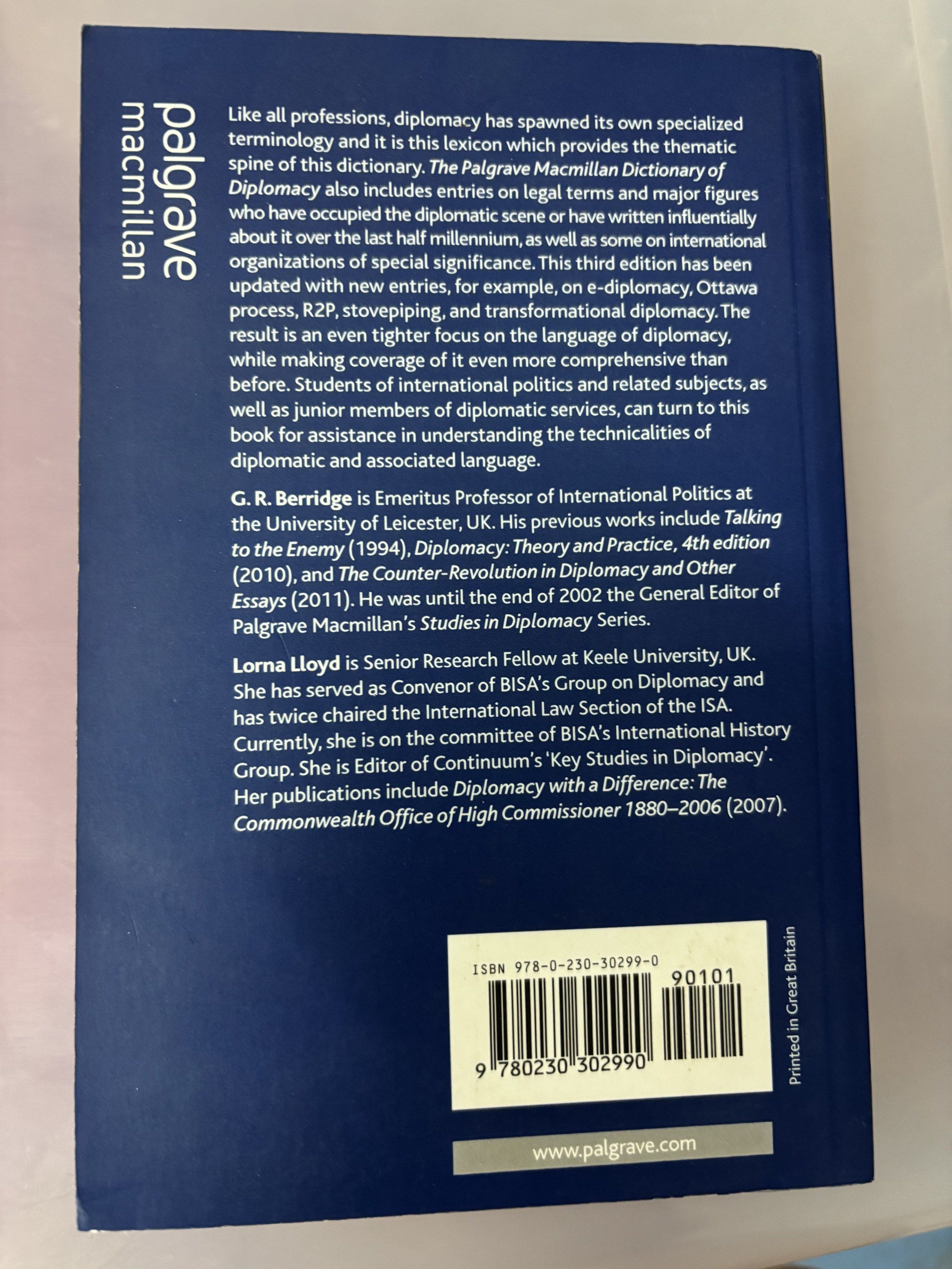 Dictionary of Diplomacy 3rd Edn by G. R. Berridge & Lorna Lloyd ...