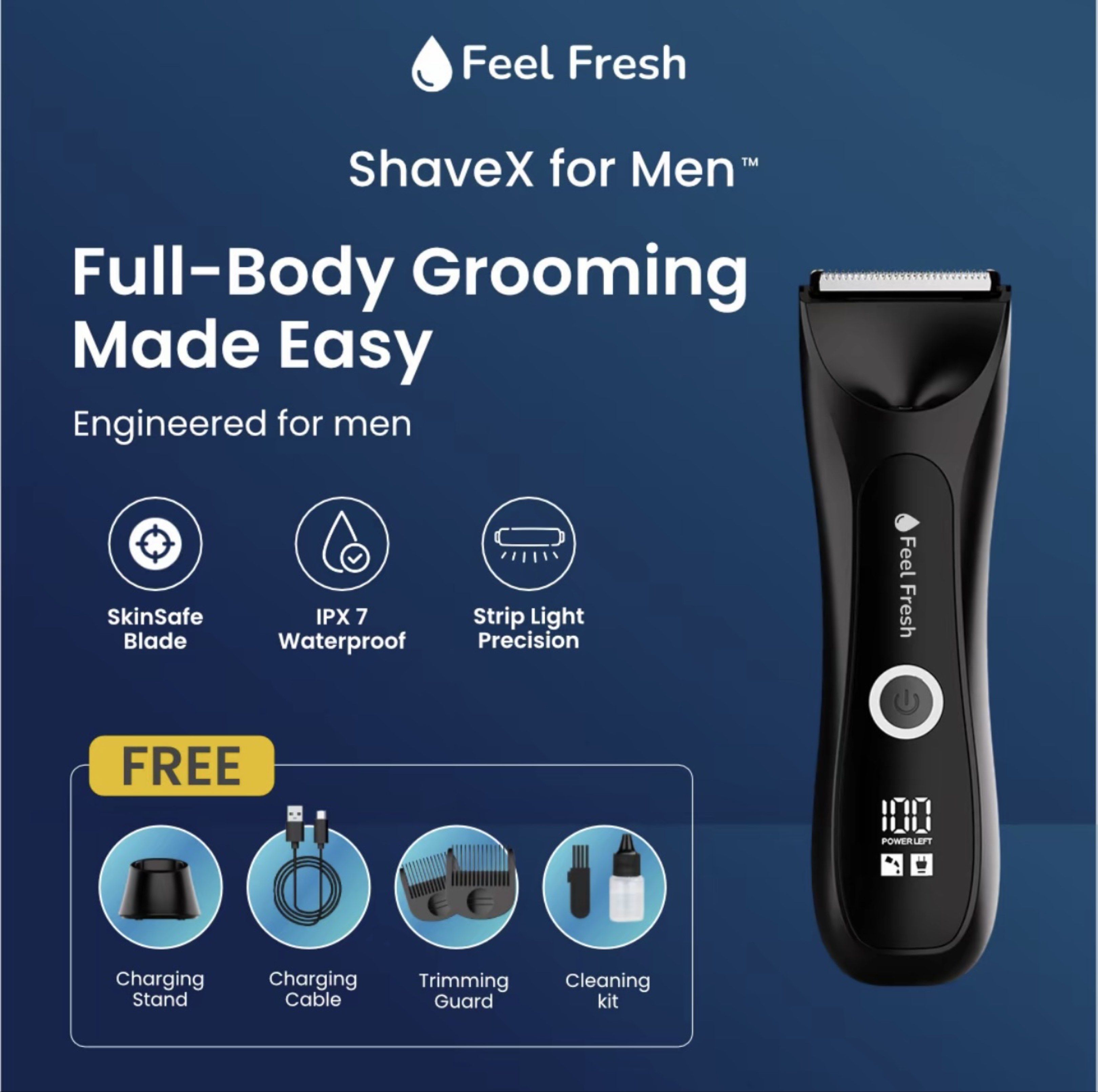 Feel Fresh ShaveX for Men | Shaver Trimmer Ceramic Blades | Body Groin ...