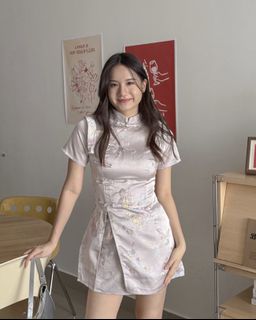 Vintage-Style Cheongsam Set - Pastel Floral, Women's Fashion, Dresses ...