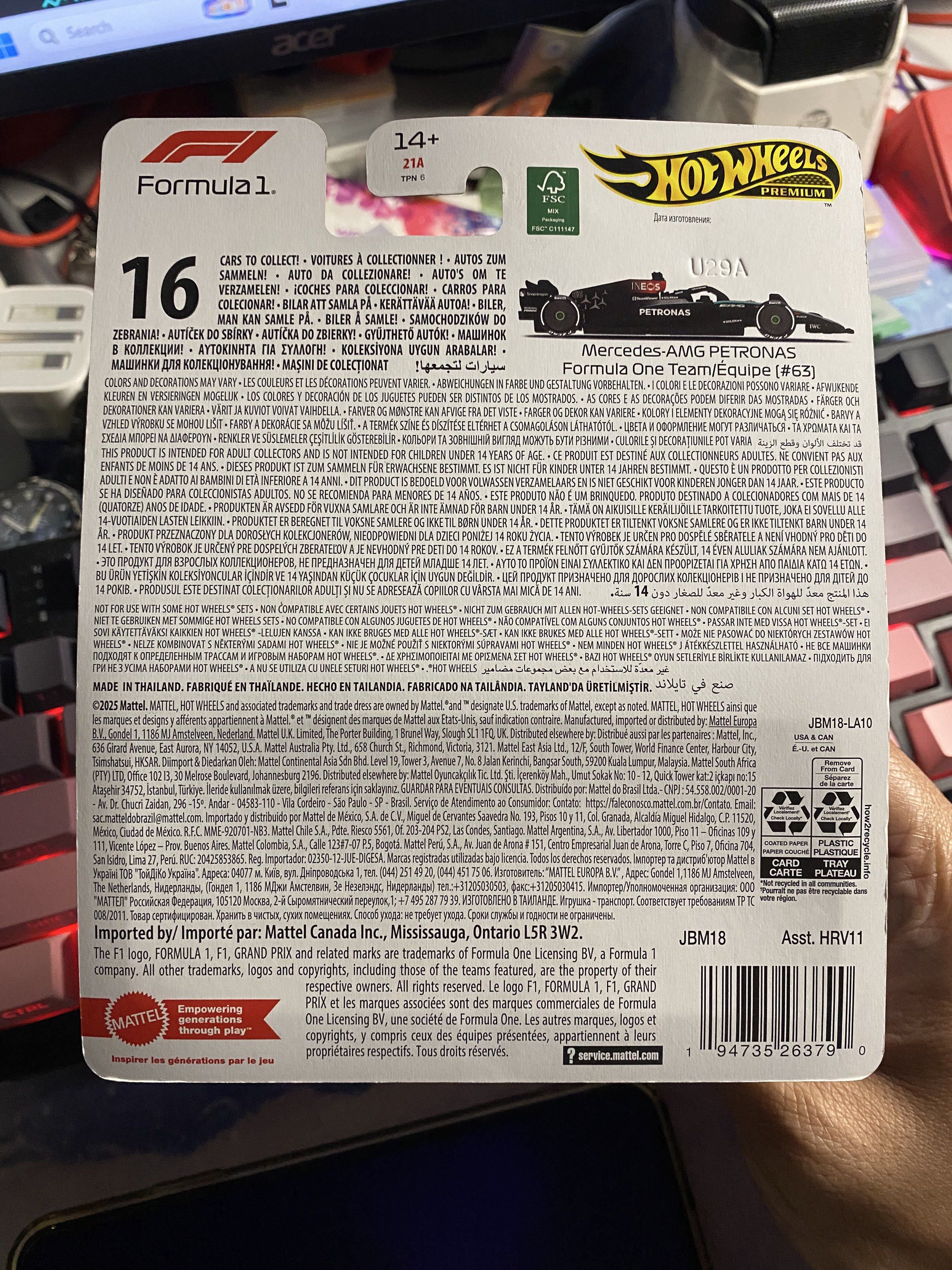 Hot Wheels Premium Mercedes-AMG Petronas Formula 1 Team 2024 Edition ...