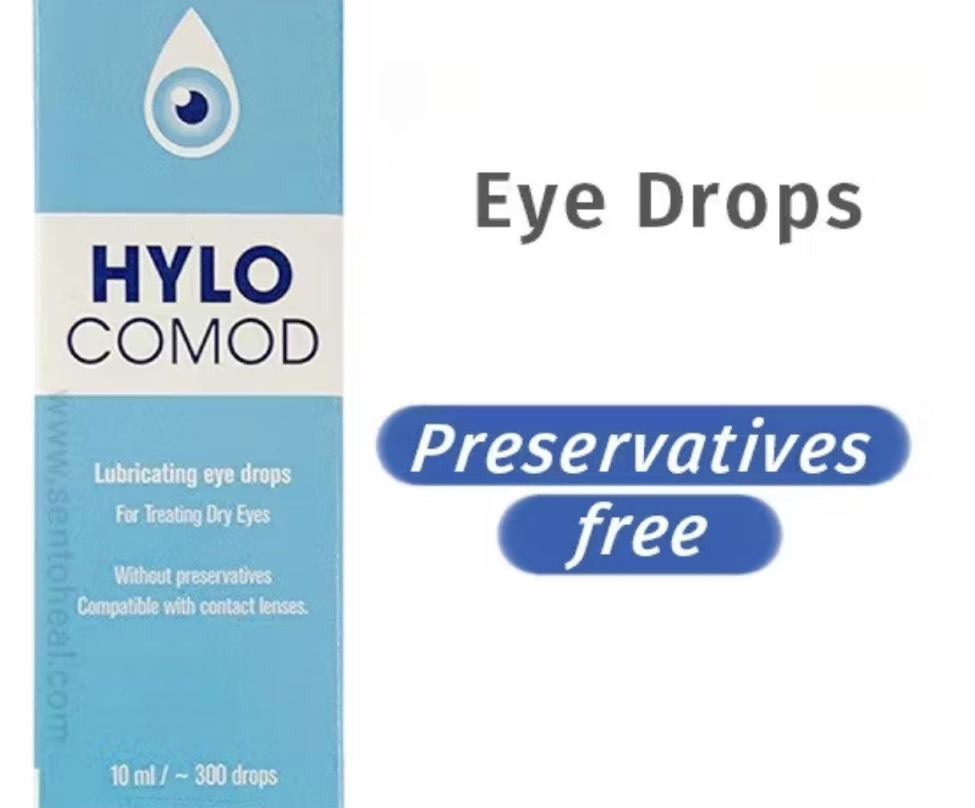 Hylo Comod Lubricating Eye Drops - Preservative Free, Beauty & Personal ...
