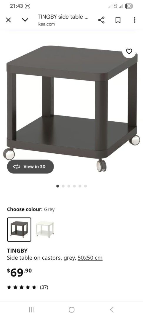 IKEA TINGBY Side Table on Castors, Furniture & Home Living, Furniture ...