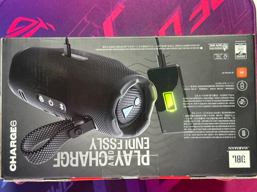 JBL Charge 6 Portable Bluetooth Speaker - Black, Audio, Soundbars ...