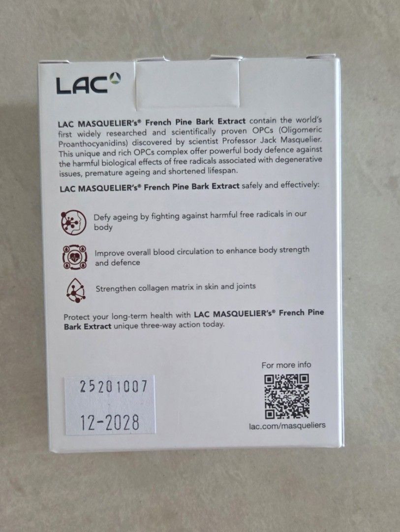 LAC Masquelier's French Pine Bark Extract - 50 Tablets, Health ...
