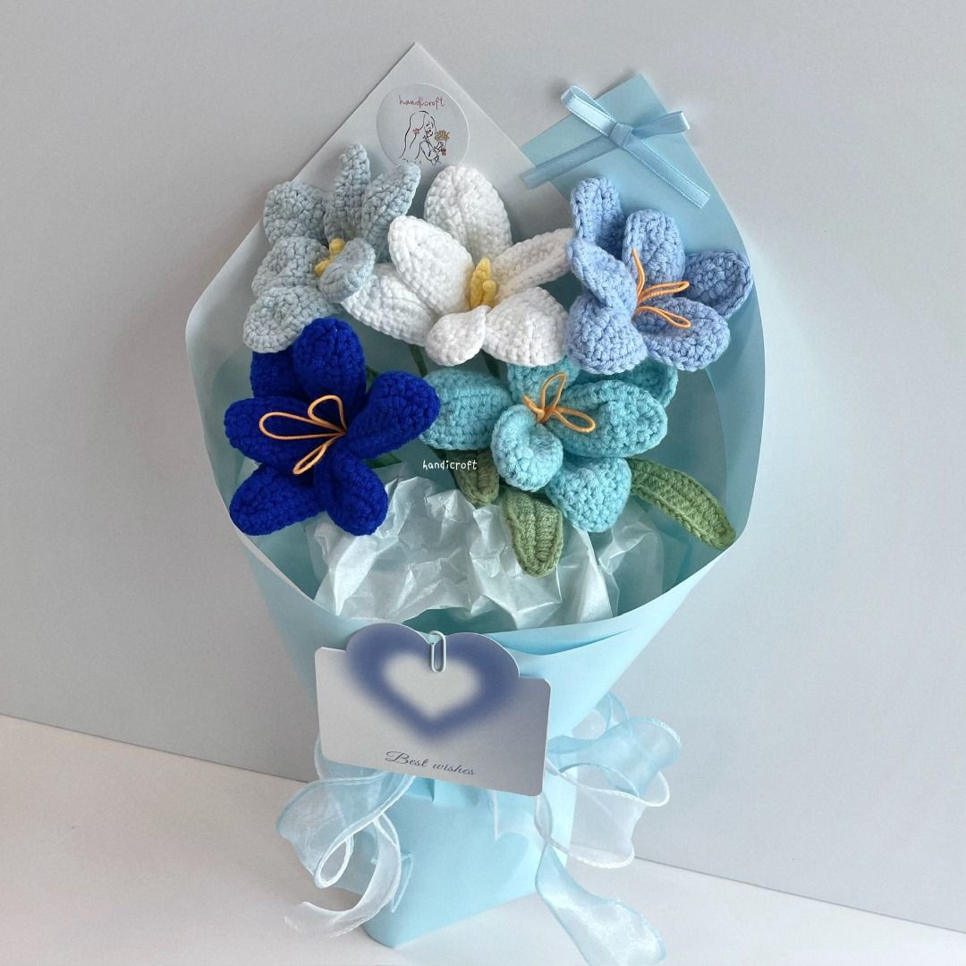 [💐LIMITED TIME SALE] handicroft handmade crochet mix of blue tulip ...