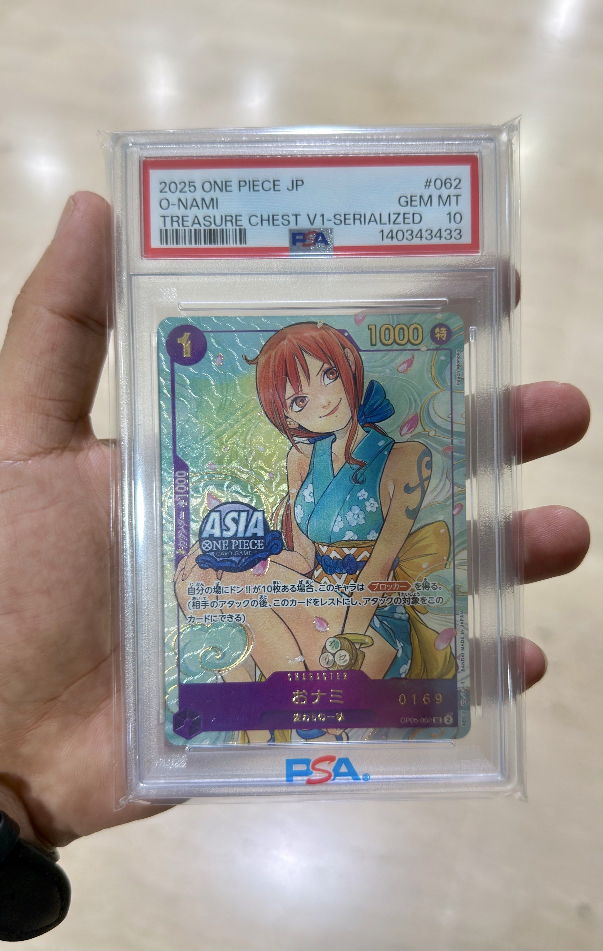 One Piece Card Game - O-Nami Treasure Chest V1 Serialized PSA 10 ...