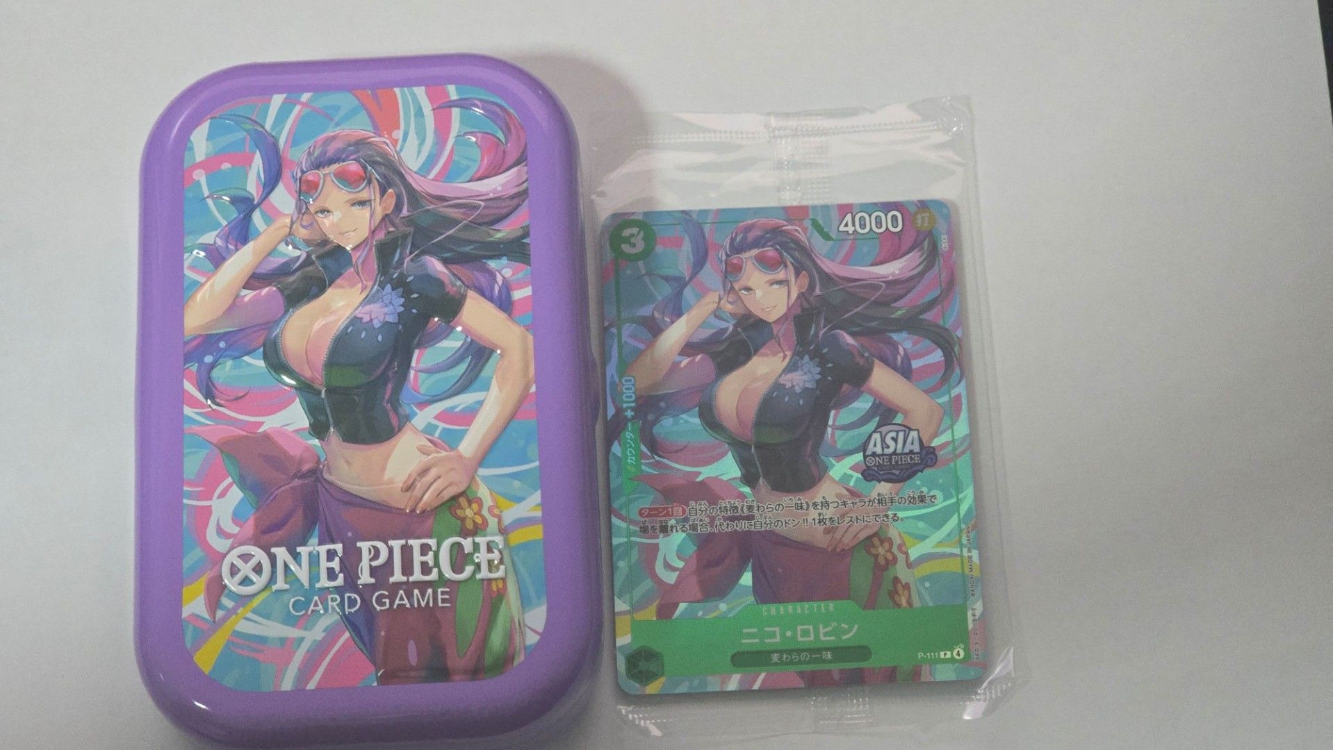 One Piece Card Game- Nico Robin Promo and Empty Tin(Purple), Hobbies ...