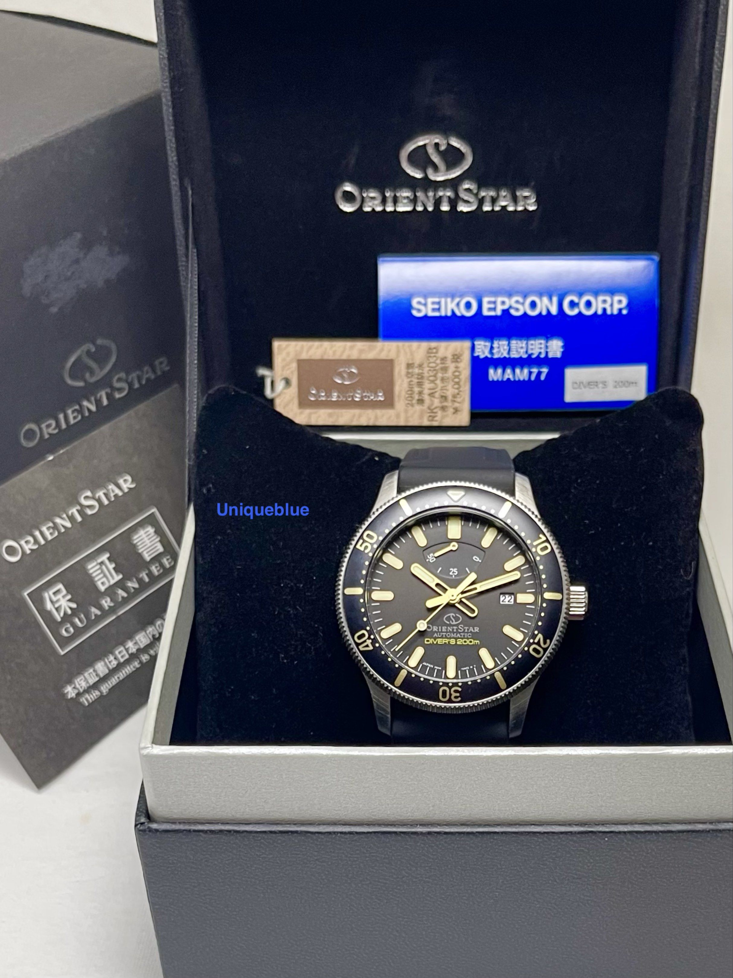 Orient Star RK-AU0303B Date Dive 200m Automatic Watch Black Gold, Men's ...