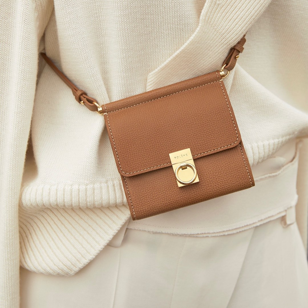Polene Numero Sept Crossbody Wallet Limited edition Camel Grain, Women ...