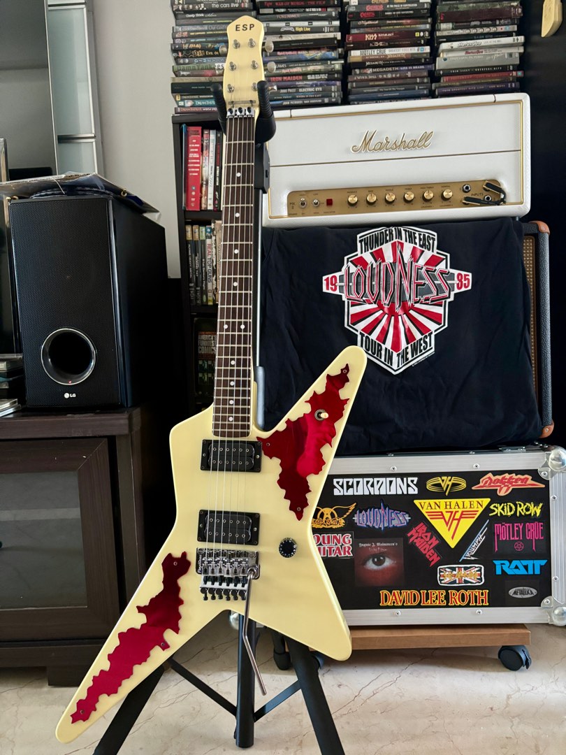 80s Random Star white Akira Takasaki Loudness japan made esp navigator ...