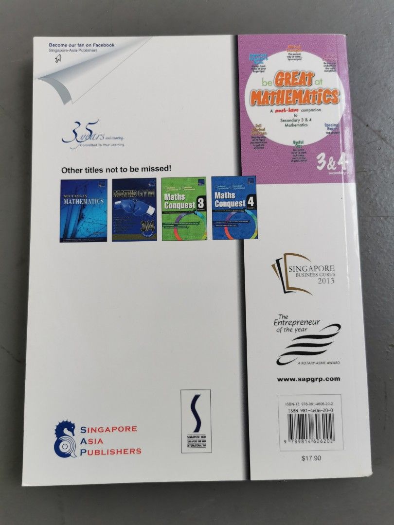 Unused SAP Be Great at Mathematics Secondary 3 & 4 Assessment guide ...