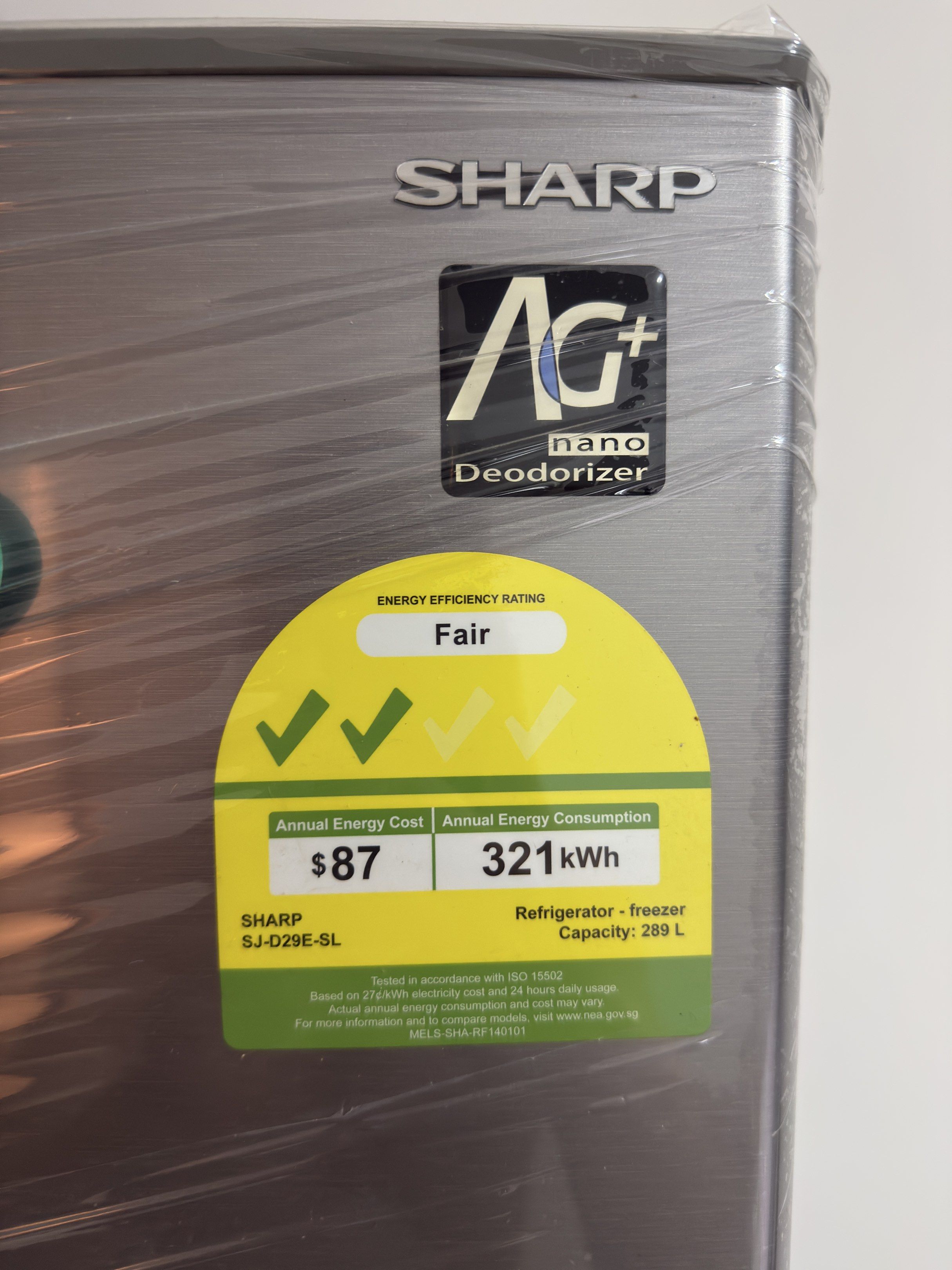 Sharp SJ-D29E-SL 289L J-Tech Inverter Refrigerator, TV & Home Appliances, Kitchen Appliances ...