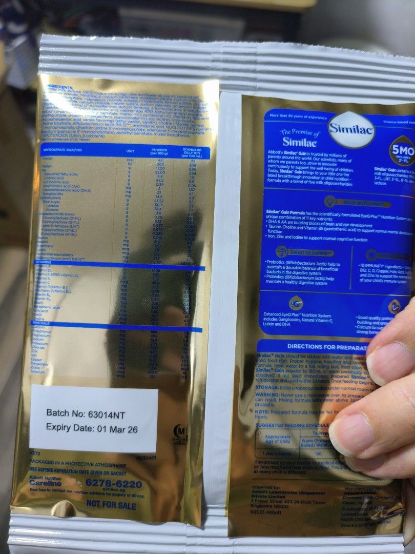 Similac gain sample pack, Food & Drinks, Beverages on Carousell