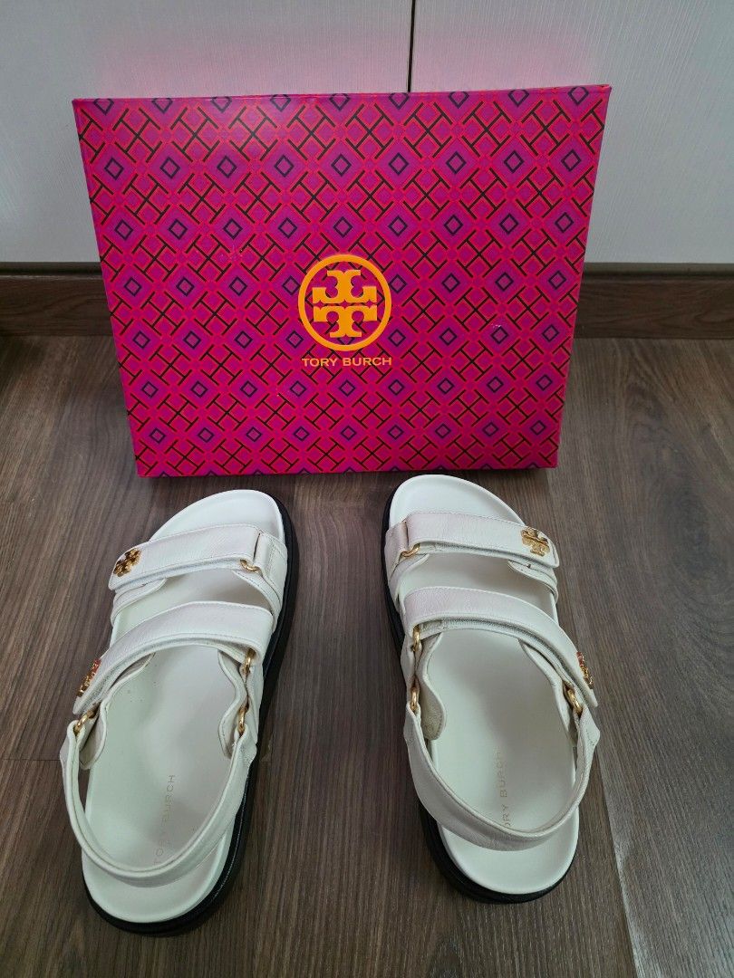 Tory Burch Miller Cloud Sandals - White, Women's Fashion, Footwear ...