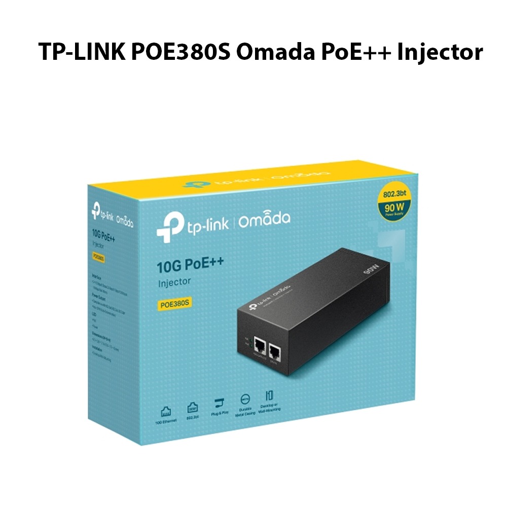 TP LINK POE380S Omada PoE++ Injector 2× 10 Gbps/5 Gbps/2.5 Gbps/1 Gbps ...