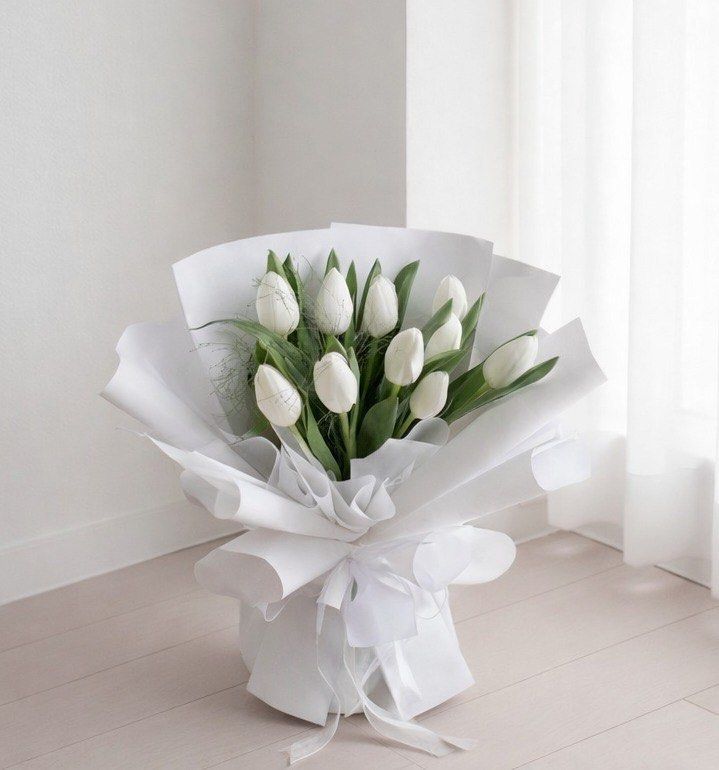 11 Pink/White Tulips Eternal Flower Bouquet | Valentine’s Day Gift ...