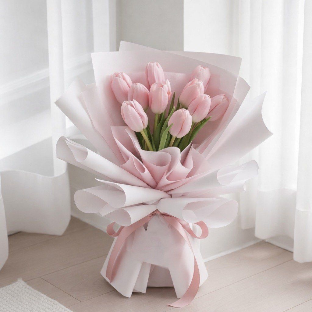 11 Pink/White Tulips Eternal Flower Bouquet | Valentine’s Day Gift ...