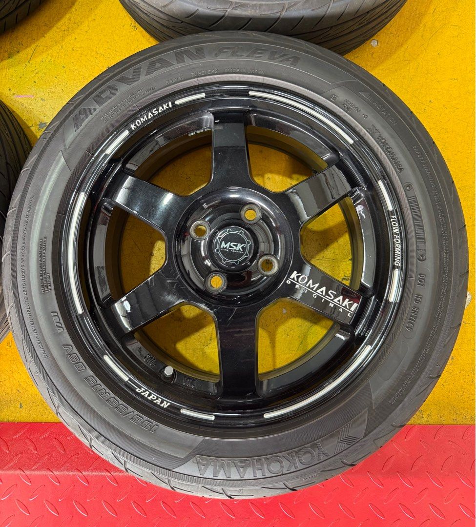 15” Komasaki Flowfroming Sport Rims with Tyres , Car Accessories, Tyres ...