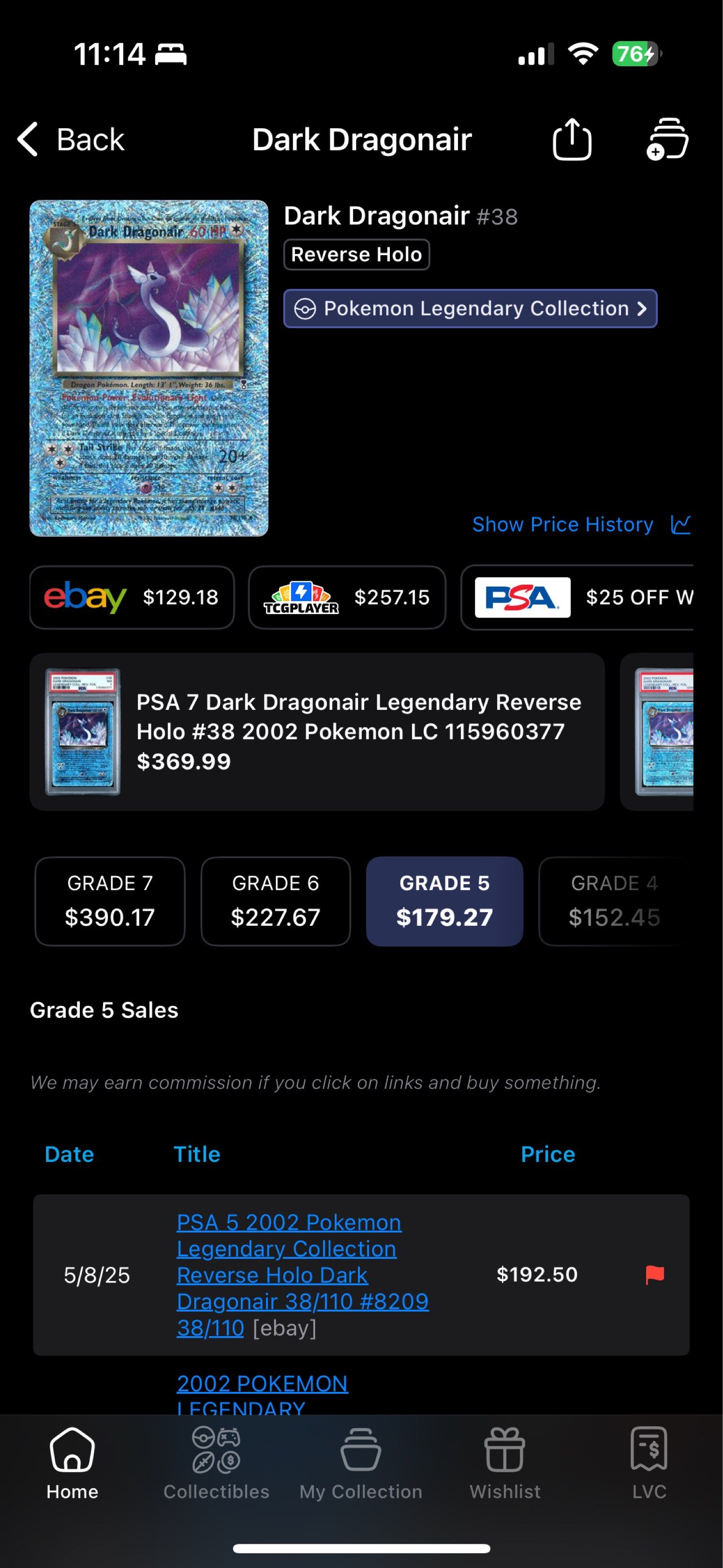 2002 Pokemon Dark Dragonair Legendary Collection Rev. Foil PSA 5 ...