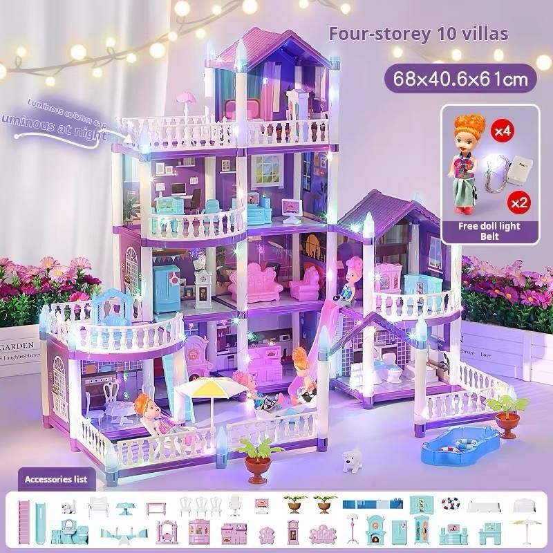 3D DIY Fantasy Princess Castle Villa Assembly Doll House Set Toys ...