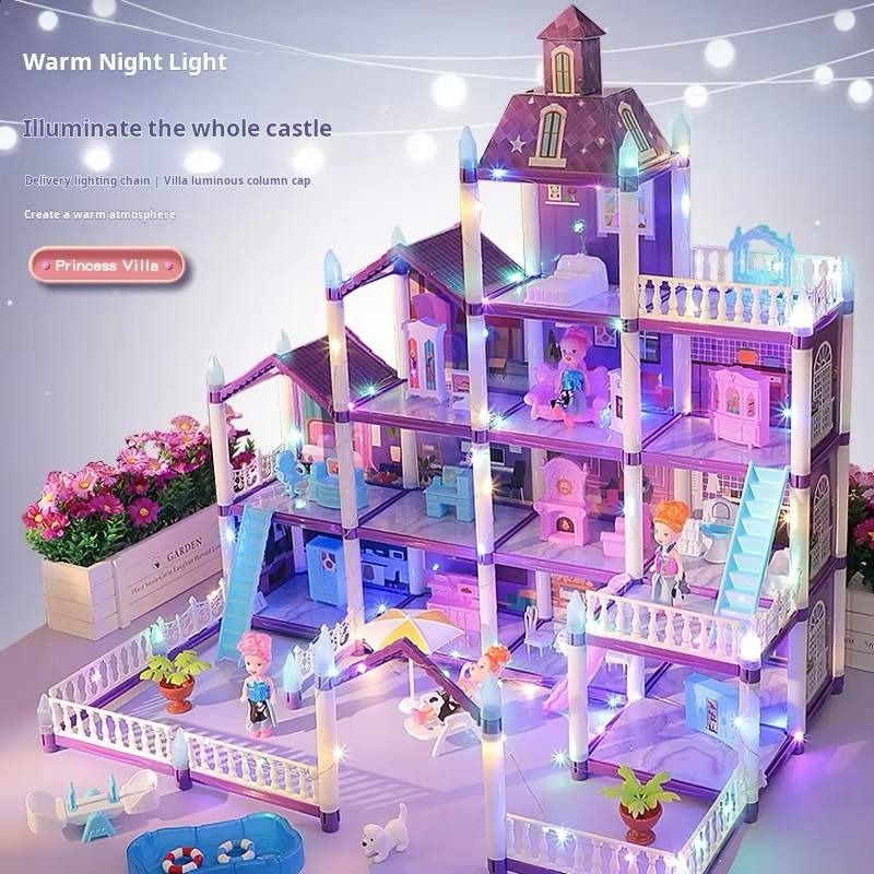 3D DIY Fantasy Princess Castle Villa Assembly Doll House Set Toys ...