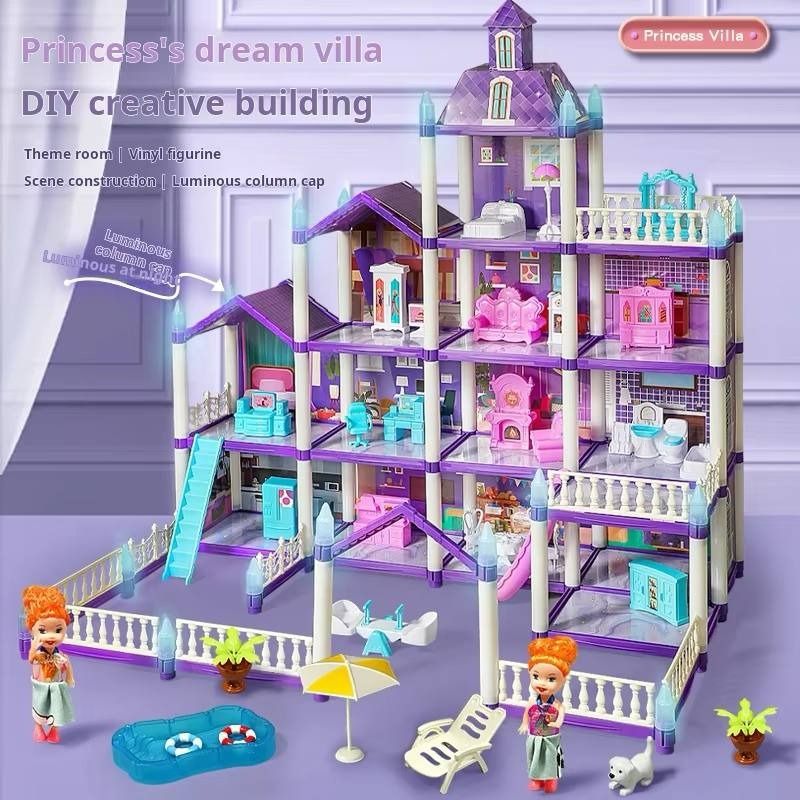 3D DIY Fantasy Princess Castle Villa Assembly Doll House Set Toys ...