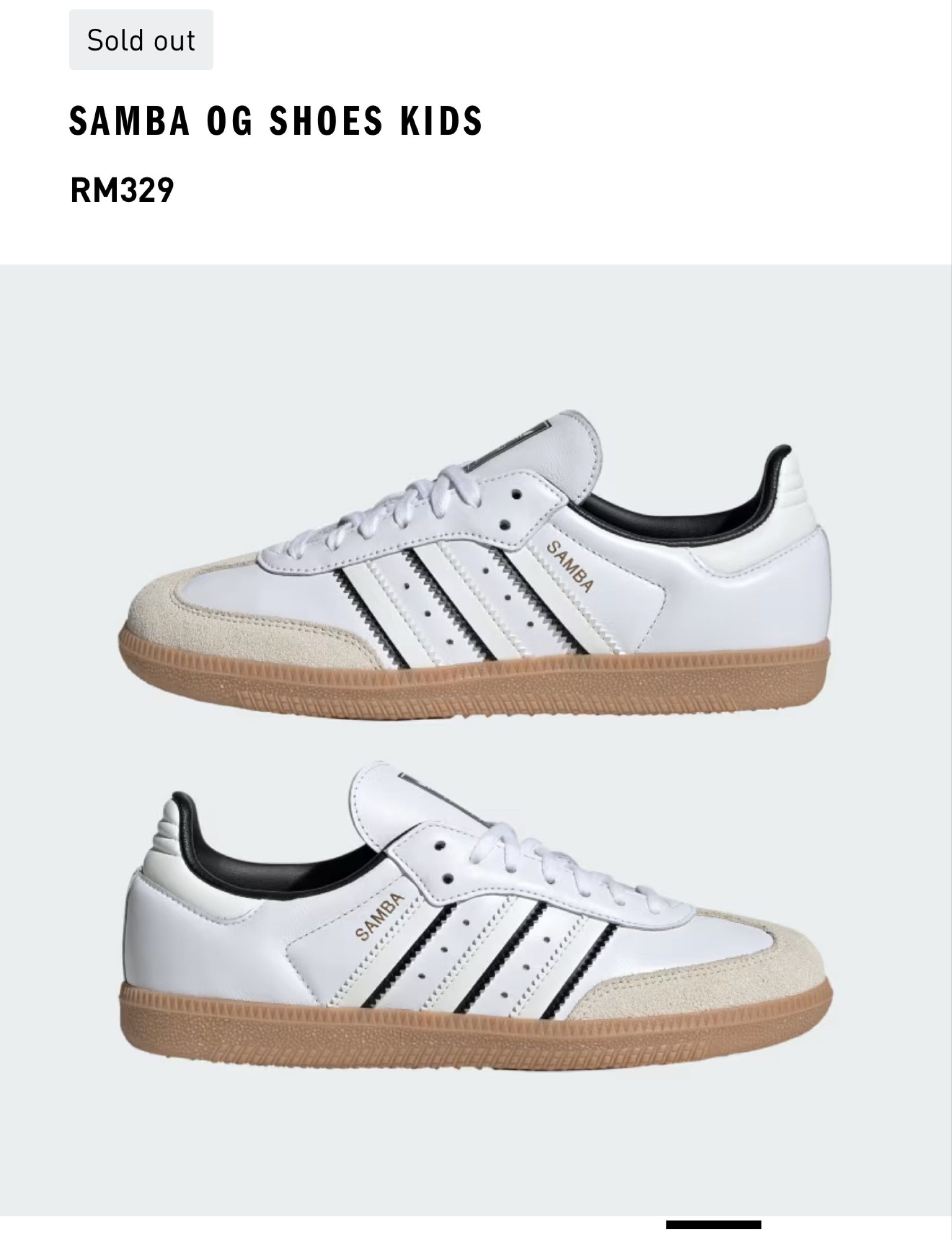 Adidas Samba OG Shoes Kids UK3, Women's Fashion, Footwear, Sneakers on ...