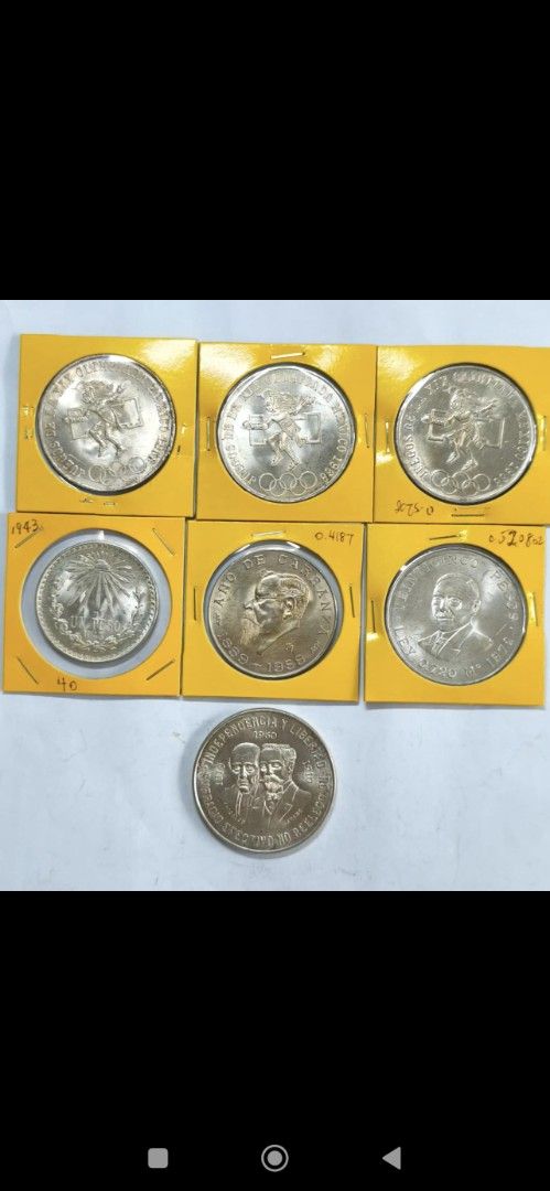 3.7226oz ASW AT SPOT lustrous vintage silver mexico 1 5 10 25 pesos ...