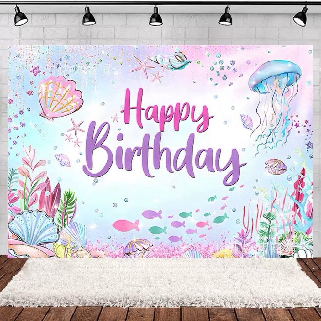 [Avail] 210x150cm Mermaid G Theme Backdrop Photography Background Happy ...