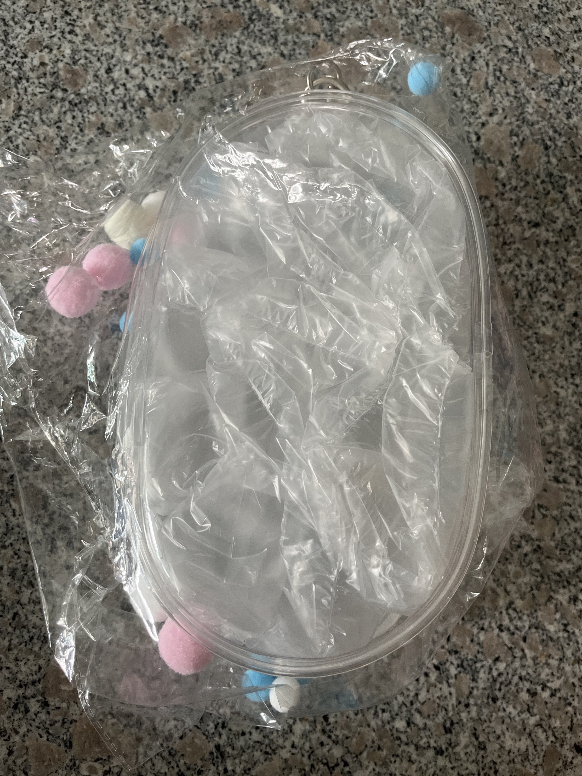 Clear Plastic Storage Containers with Pom Poms, Furniture & Home Living ...