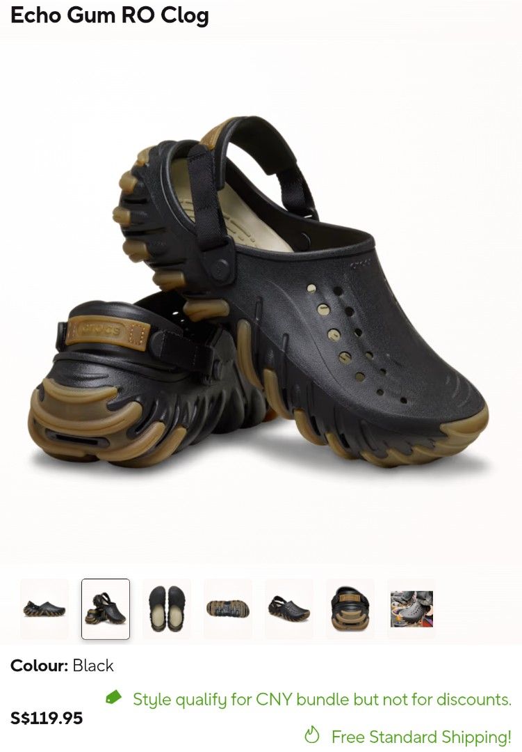 Crocs Echo Gum RO Clog - Black, Men's Fashion, Footwear, Flipflops and ...
