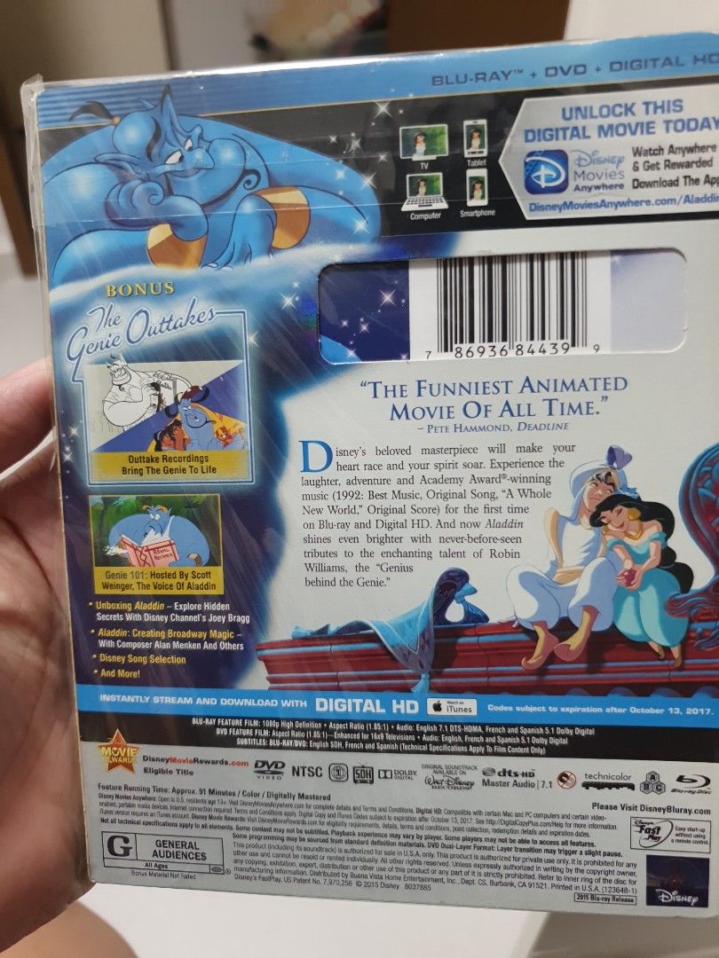 Disney Aladdin Diamond Edition Blu Ray, Hobbies & Toys, Music & Media ...