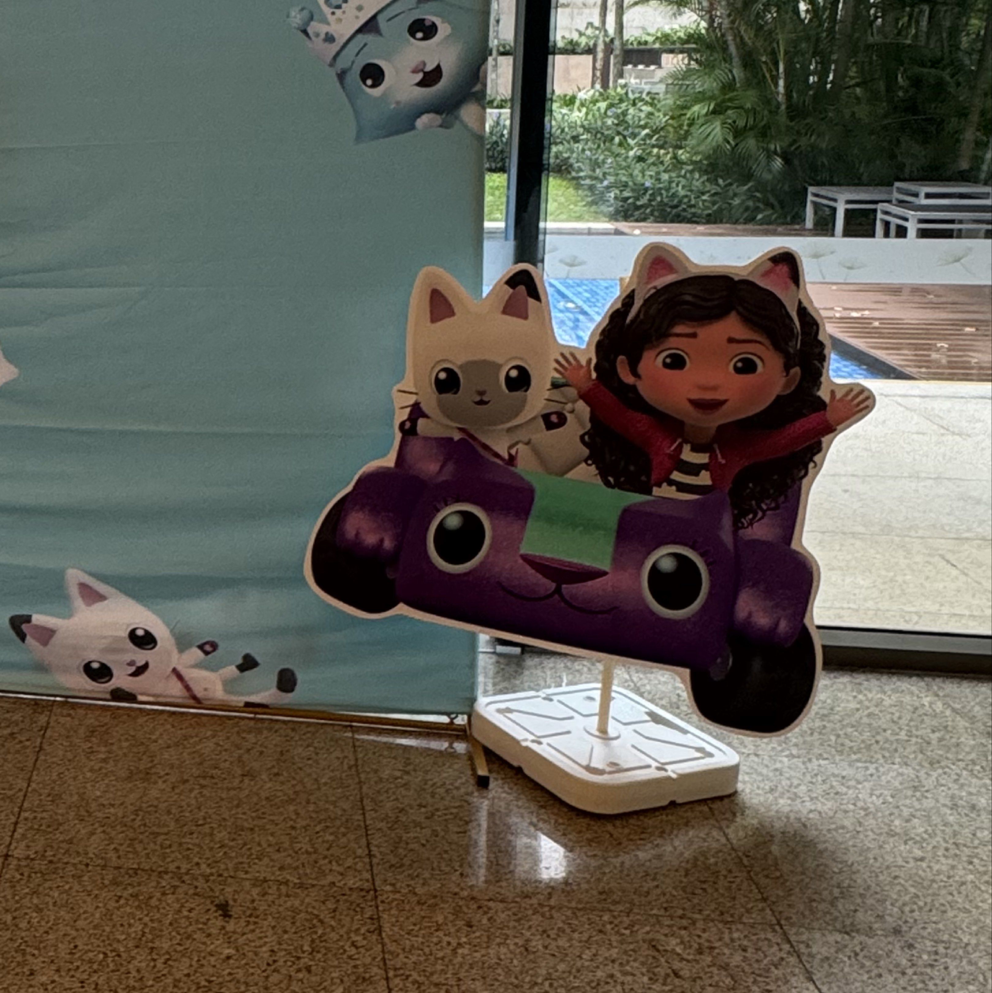 Gabby Dollhouse birthday party backdrop props standee, Hobbies & Toys ...