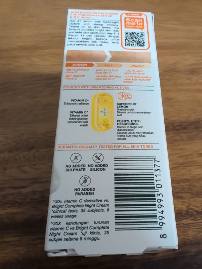 Garnier Bright Complete Booster Serum, Beauty & Personal Care, Face ...