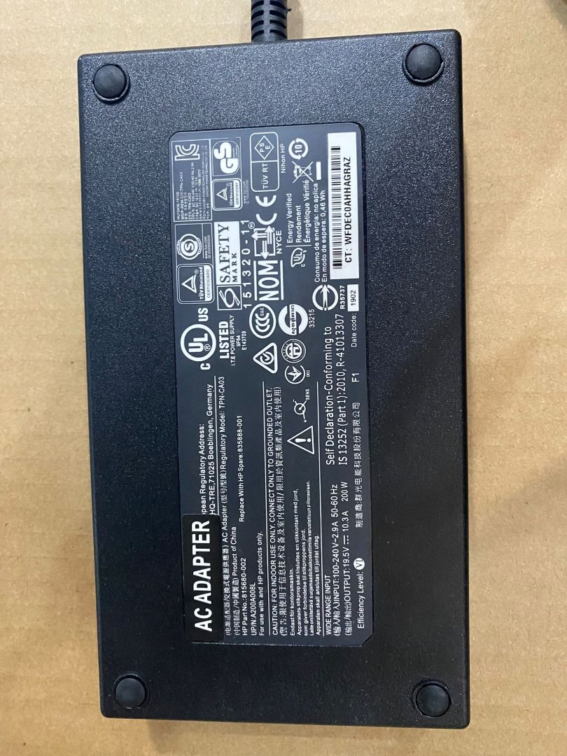 HP laptop charger power adapter 200W: 19.5V 10.3A, 4.5*3.0mm (with Pin ...