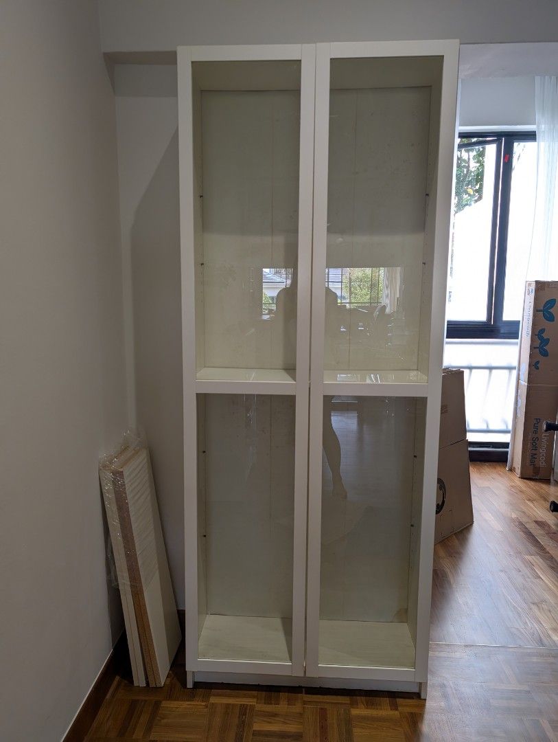 IKEA Billy Bookcase with Glass Doors, Furniture & Home Living ...