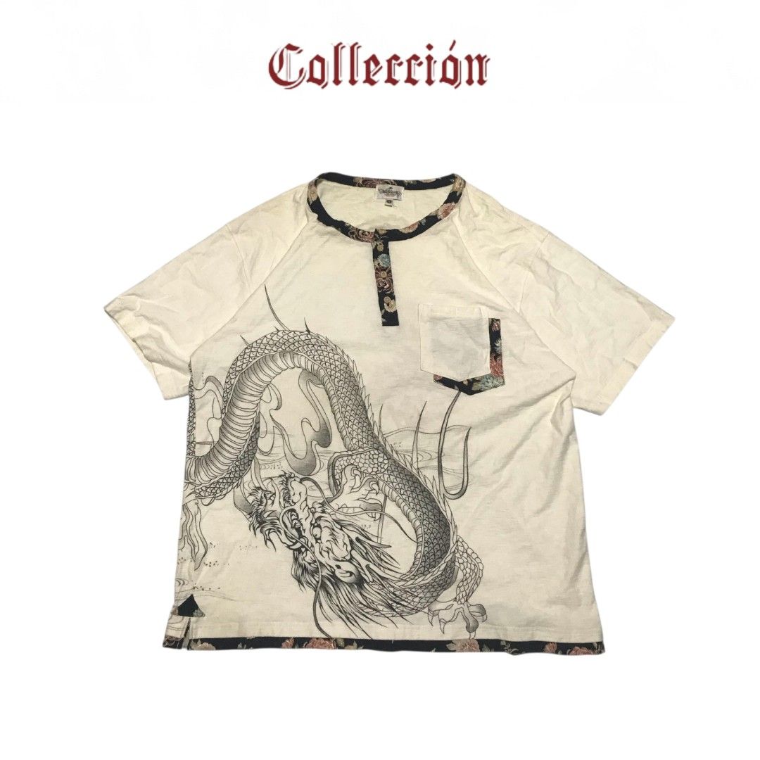 KARAKURI "WHITE DRAGON" SIZE 3L ON TAG DIMES: LENGHT (30) HEM (25), Men ...