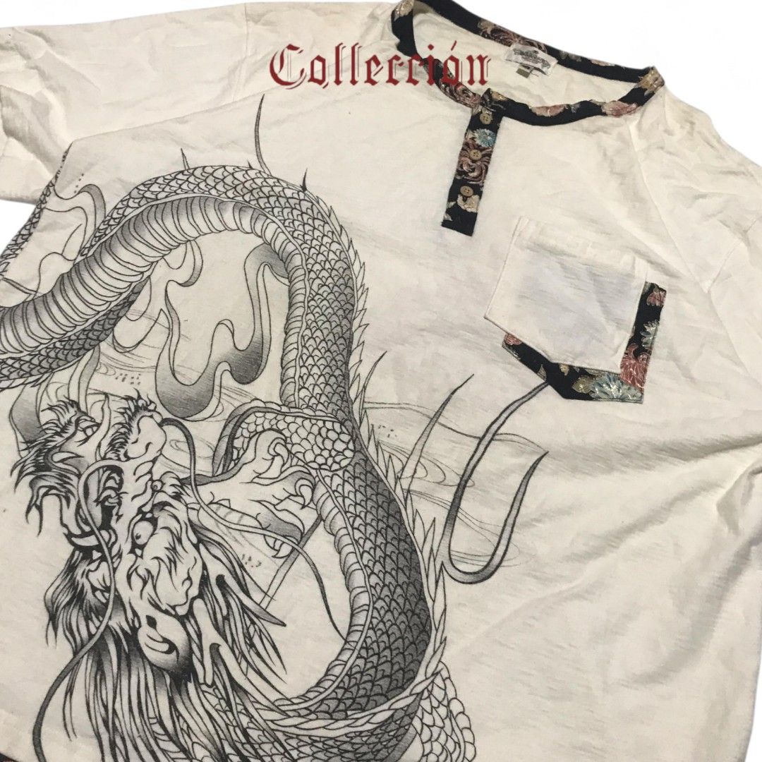 KARAKURI "WHITE DRAGON" SIZE 3L ON TAG DIMES: LENGHT (30) HEM (25), Men ...