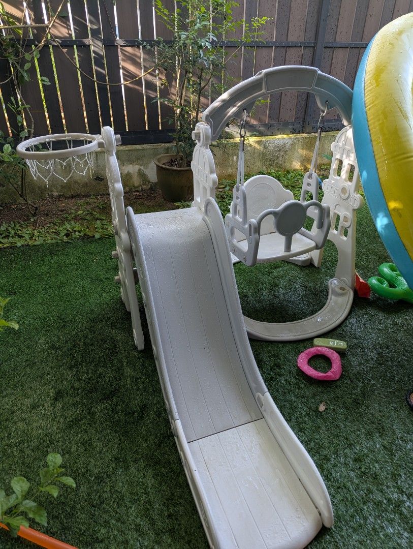 Kids' 3-in-1 Slide, Swing, and Basketball Playset, Babies & Kids ...