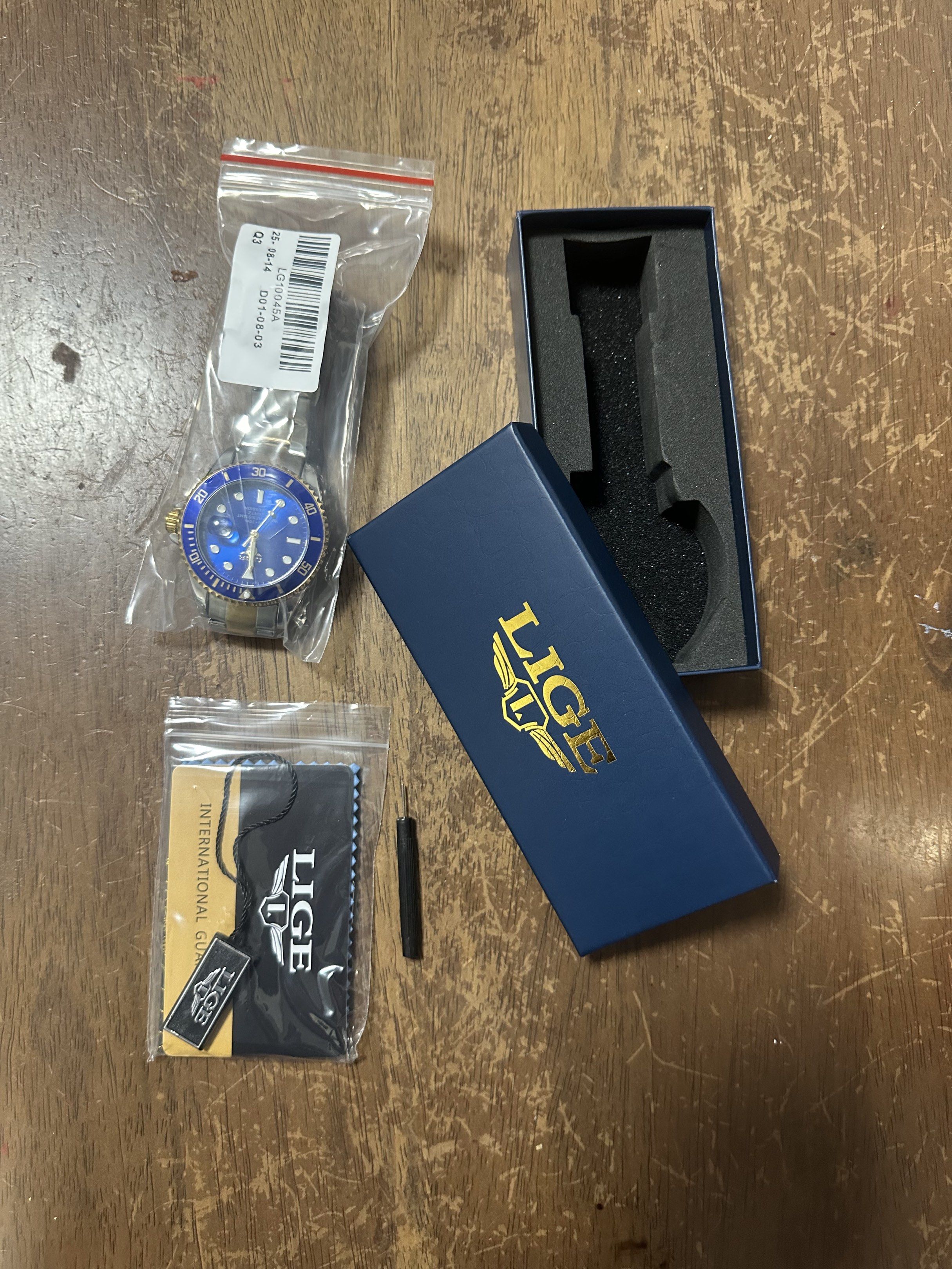 LIGE Men's Watch - Blue and Gold, Men's Fashion, Watches & Accessories ...